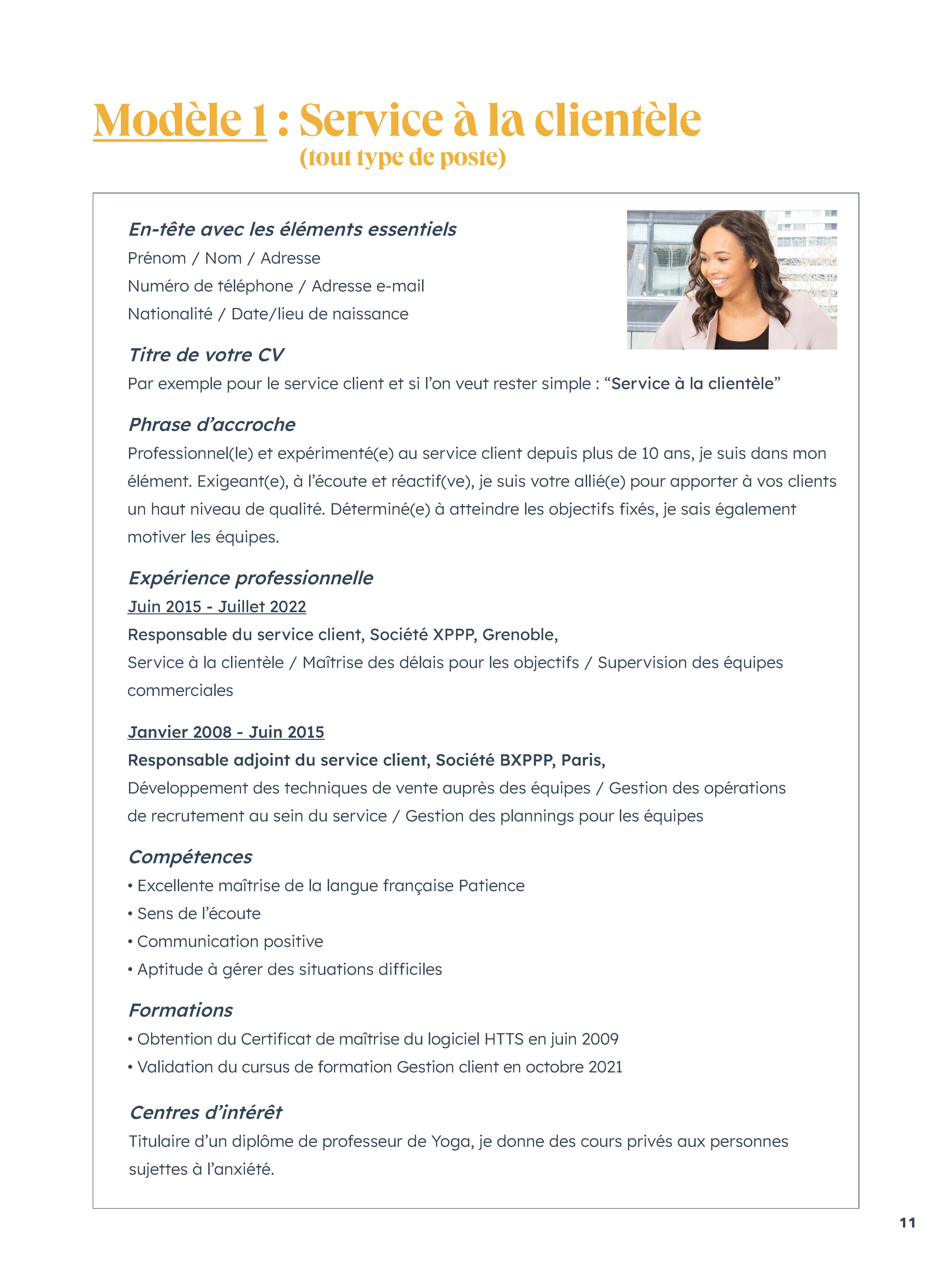 Mod les De CV Professionnels Pour Le Service Client Mod les De CV Professionnels Pour Le Service Client